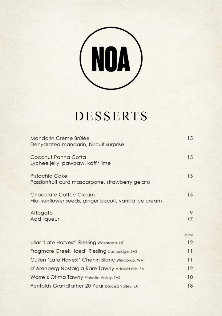 noa-menus-a5-desserts-2023 - Noa Restaurant